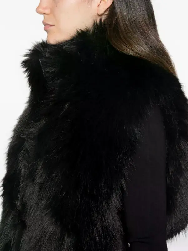 Patrizia Pepe Faux Fur High Neck Gilet - Black
