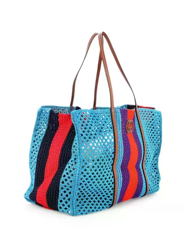 Gucci Interlocking G Web Raffia Medium Tote Bag