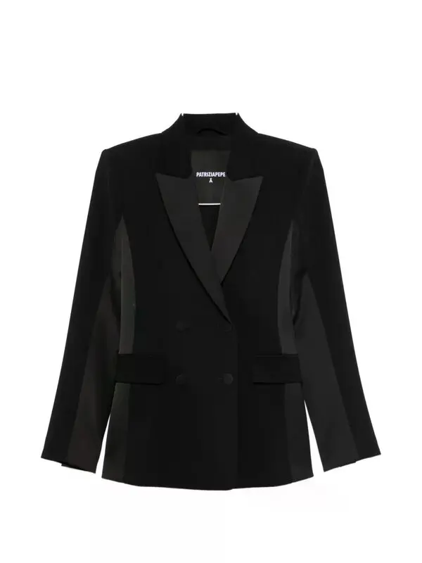 Patrizia Pepe Double-breasted Crepe Blazer - Black