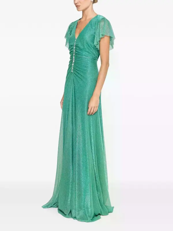 NISSA Crystal-detail Maxi Dress - Green