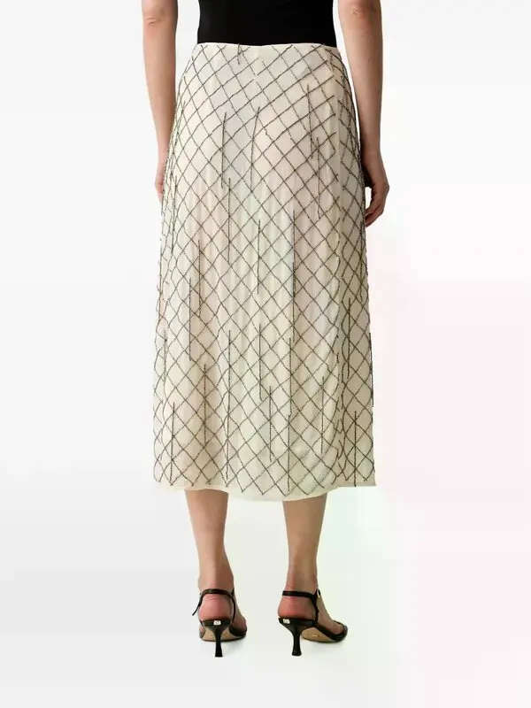 HOSS INTROPIA Renée Bead-embellished Diamond-pattern Midi Skirt