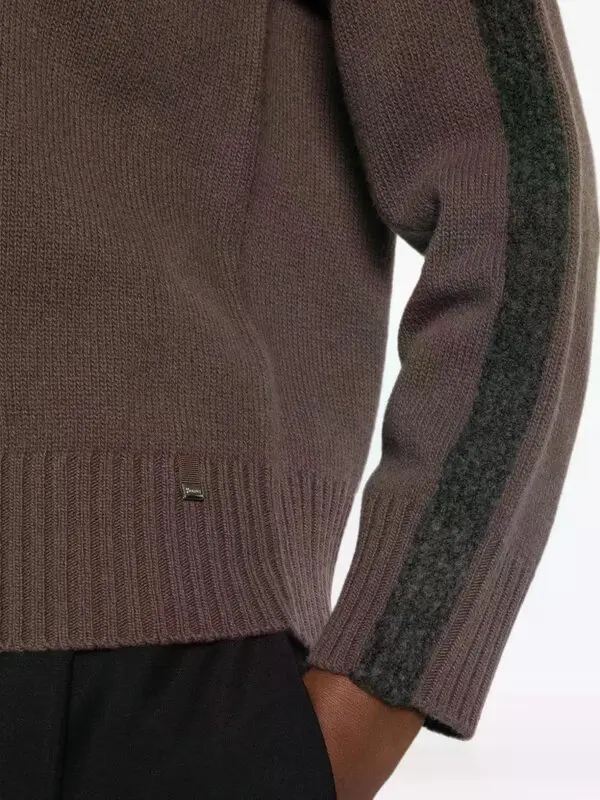 Herno Contrast-stripe Ribbed-trim Sweater