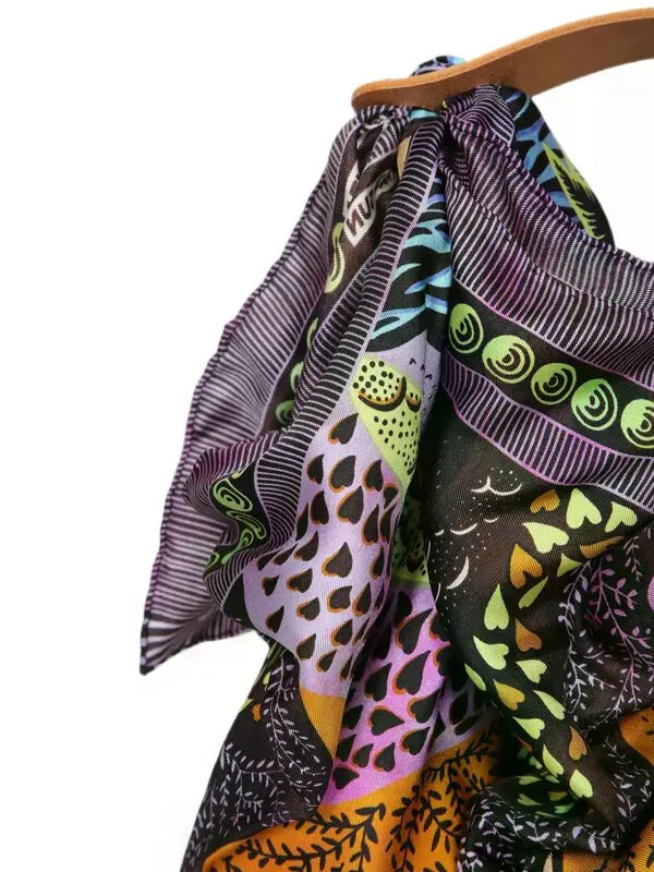 ATELIER VLISCO Abstract-print Leather-strap Backpack