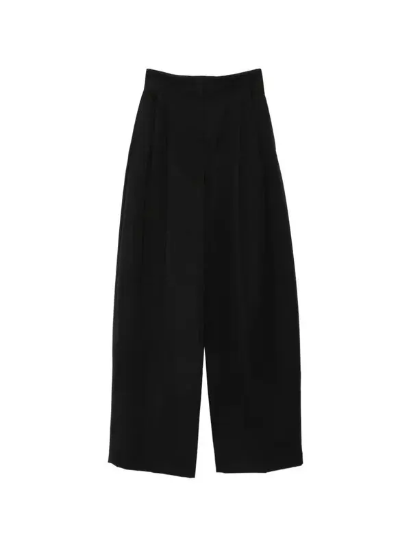 MUGLER Pleated Wide-leg Trousers - Black
