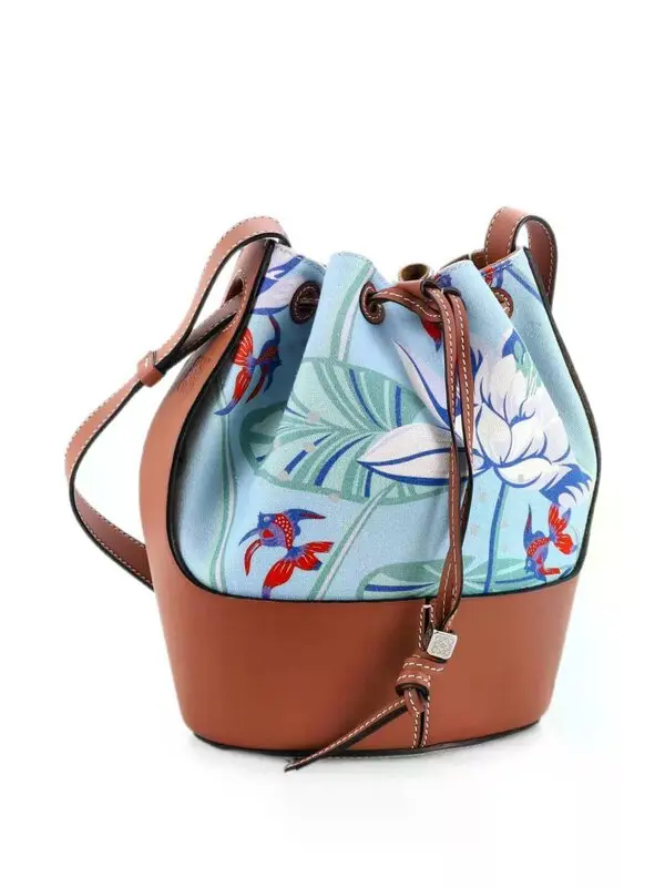 Loewe Paula's Ibiza Balloon Printed Canvas And Leather Small Bucket Bag - Brown