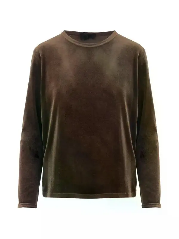 F.IT Velvet-effect Crew-neck Sweater - Brown