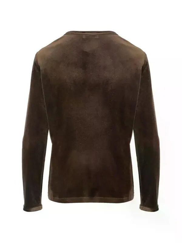 F.IT Velvet-effect Crew-neck Sweater - Brown