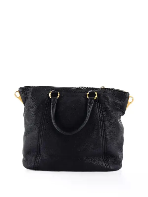 Prada Top Zip Convertible Vitello Daino Large Tote Bag - Black