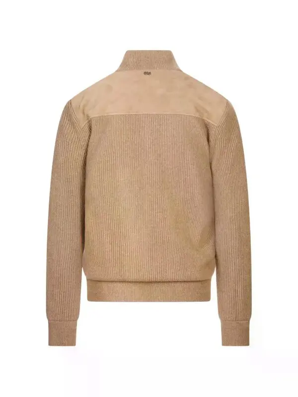 Agnona Suede-panelled Ribbed-knit Jacket