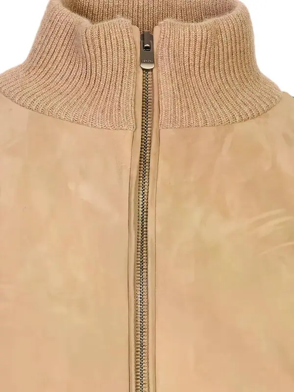 Agnona Suede-panelled Ribbed-knit Jacket