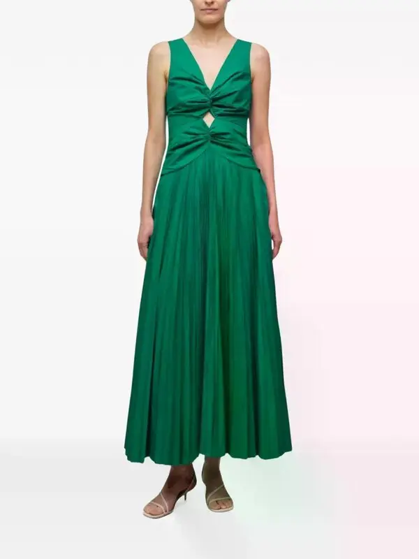 Simkhai Vivianne Cutout Pleated Maxi Dress - Green