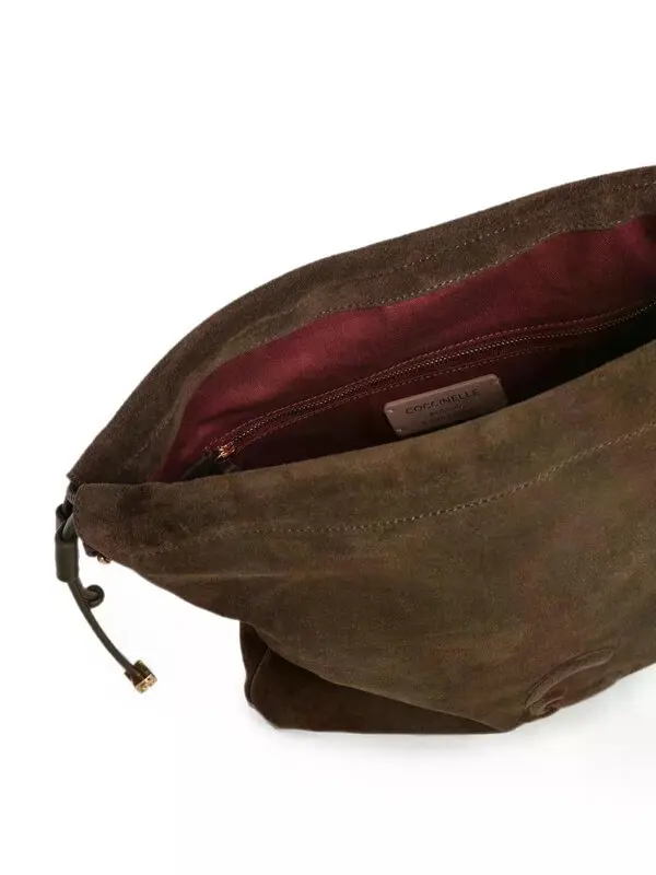 COCCINELLE Suede Shoulder Bag With Logo Patch