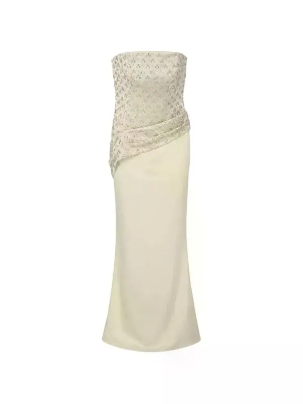 NAFSIKA SKOURTI Solene Crystal-embellished Gown Maxi Dress - Neutrals