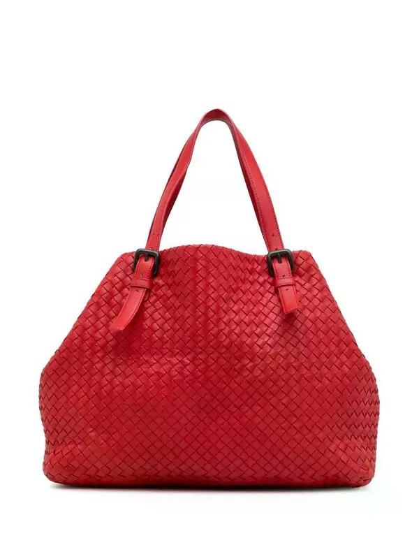 Bottega Veneta 2010-2015 Large Intrecciato Cesta Tote Bag - Red
