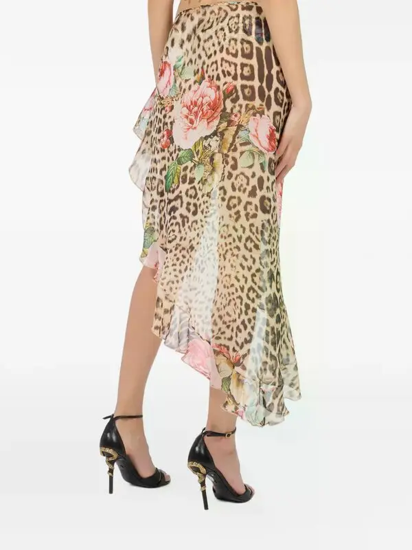 Roberto Cavalli Leopard-print Ruffled Midi Skirt