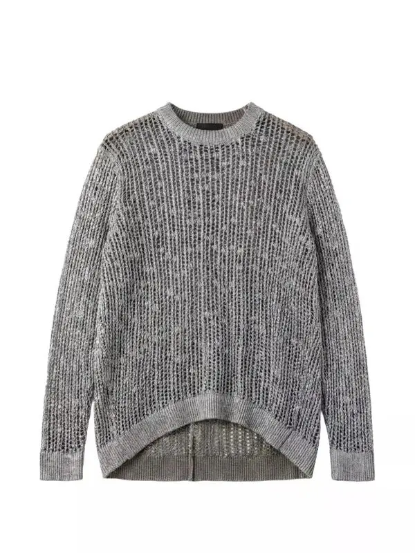 Avant Toi Metallic-effect Mesh-knit Sweater - Grey