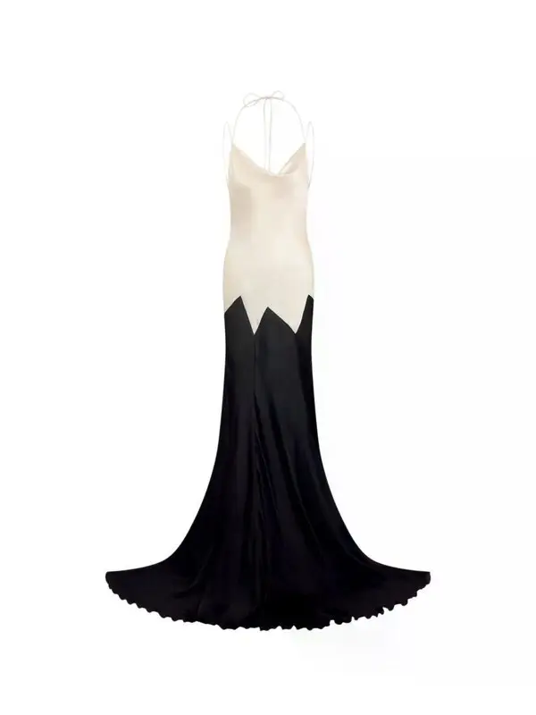 Roberto Cavalli Two-tone Slip Maxi Dress - Black