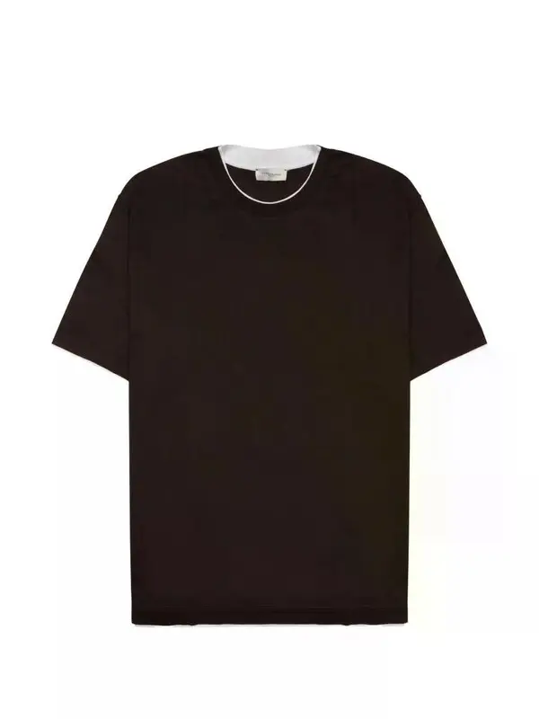 PAOLO PECORA Layered-detail T-shirt - Brown