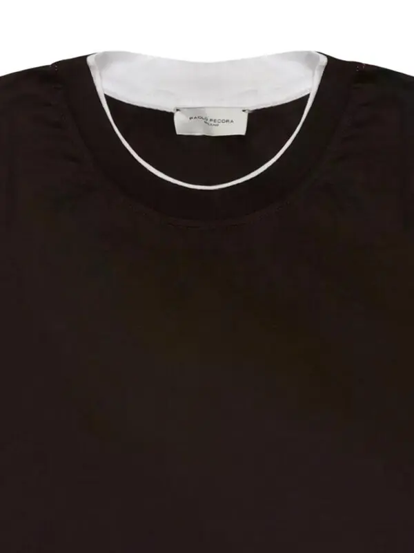 PAOLO PECORA Layered-detail T-shirt - Brown