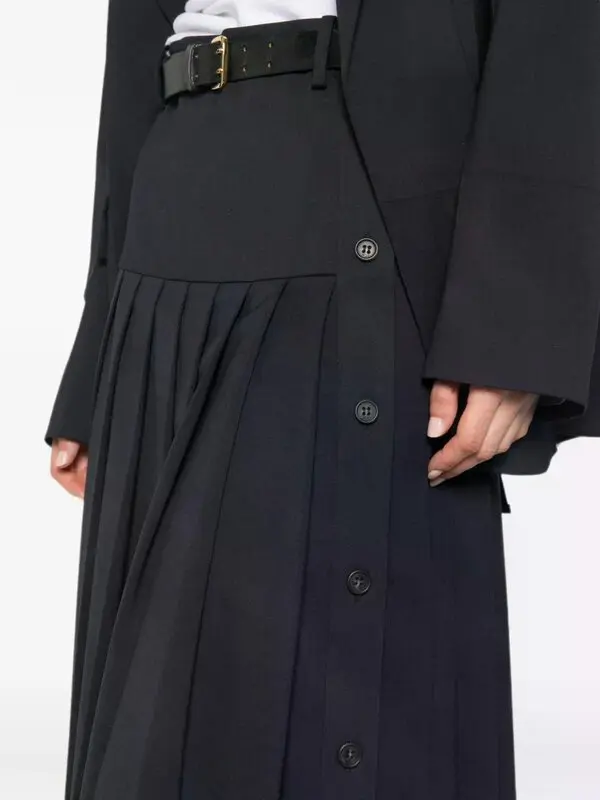 N°21 Pleated Button-detail Midi Skirt