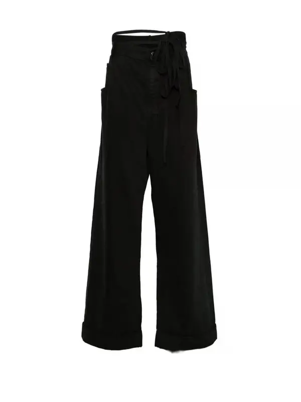 ANN DEMEULEMEESTER Tie-fastening Wide-leg Trousers - Black