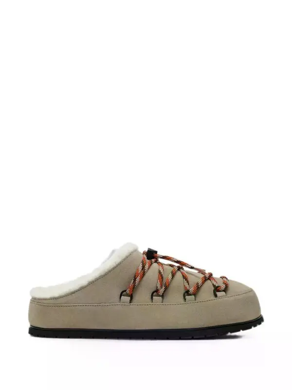 Prada Lace-up Shearling-lined Slippers