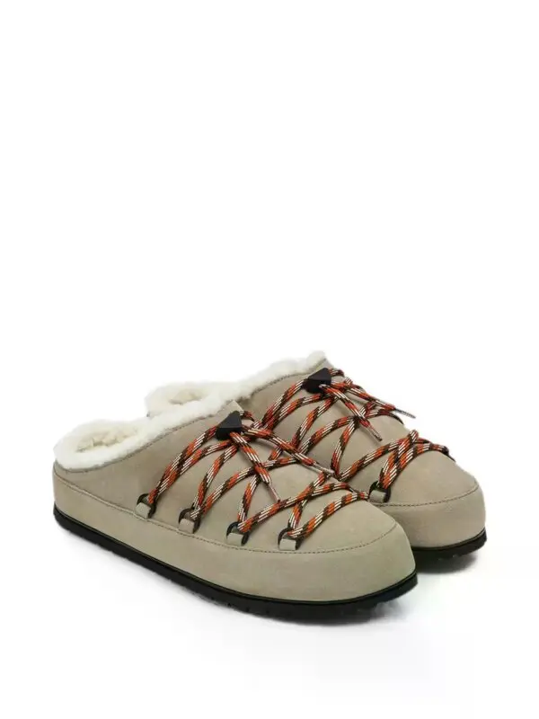 Prada Lace-up Shearling-lined Slippers