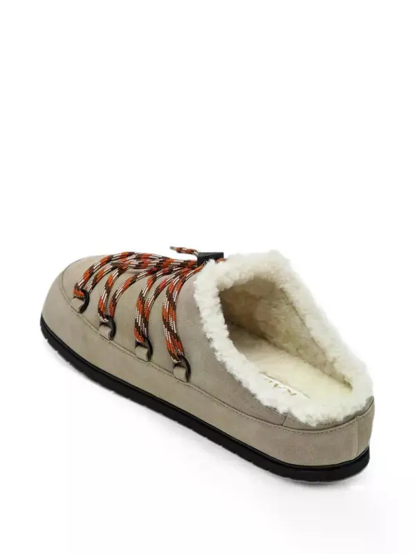 Prada Lace-up Shearling-lined Slippers