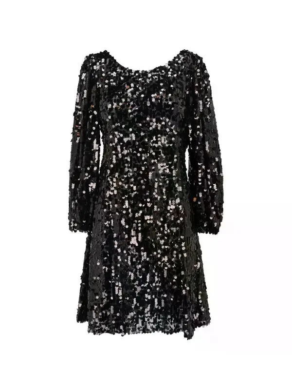 Dolce & Gabbana Sequinned Long-sleeved Mini Dress - Black