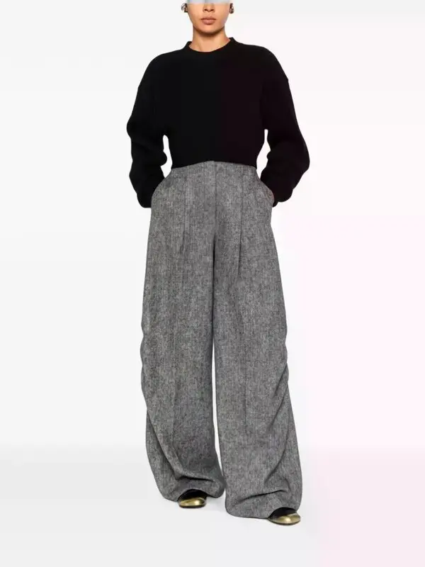 UMA WANG Ribbed-knit Cropped Sweater - Black