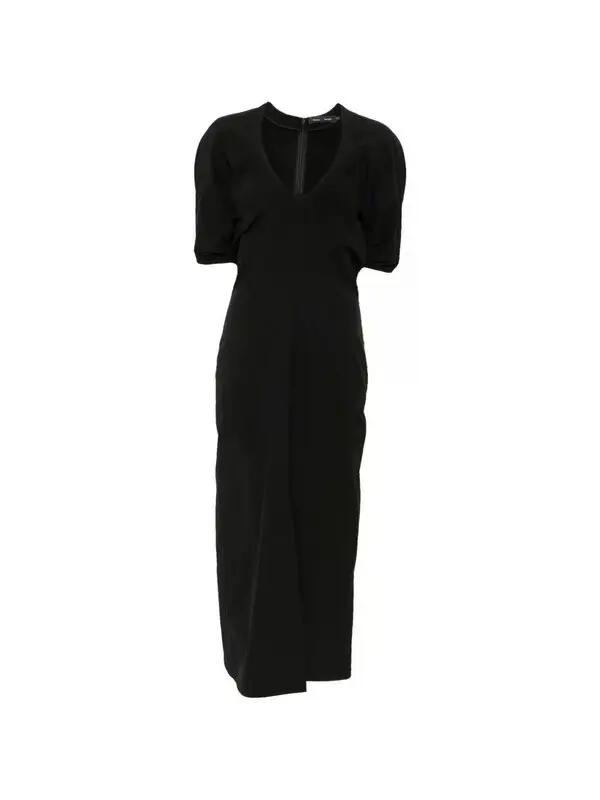 Proenza Schouler Scoop-neck Puff-sleeve Midi Dress - Black