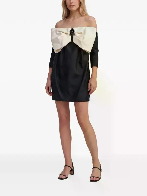 Vintage Bow-detail Off-shoulder Mini Dress