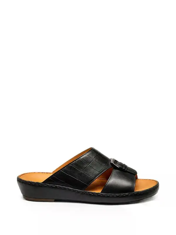 DOUCAL'S Croc-effect Buckle-fastening Sandals - Black