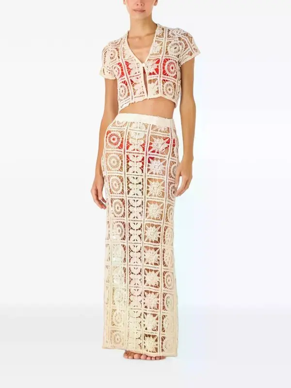PALMACEA Atenas Crochet Maxi Skirt - Neutrals