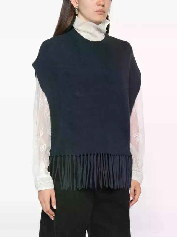 Patrizia Pepe Fringed Wool Poncho