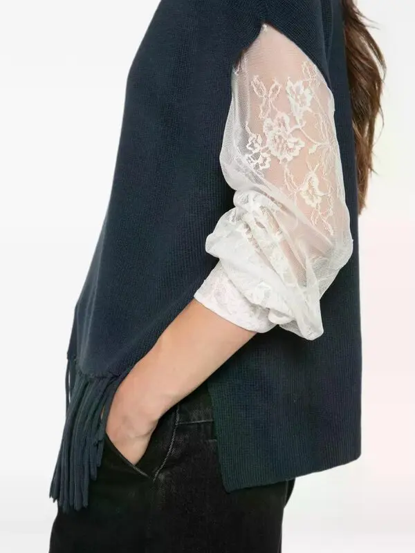 Patrizia Pepe Fringed Wool Poncho