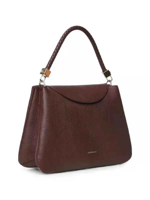 COCCINELLE Medium Tiggy Braided-handle Pebbled Tote Bag - Brown