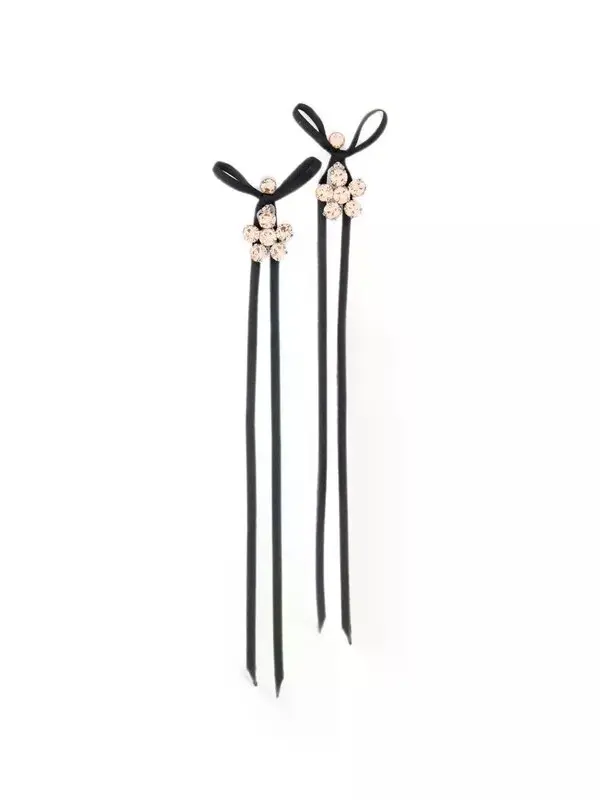 Simone Rocha Daisy-motif Satin-bow Earrings - Silver