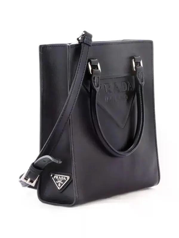 Prada Logo Drill Tote Leather Mini Crossbody Bag