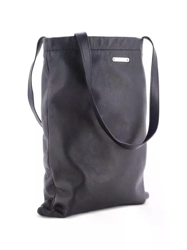 Saint Laurent Bold Leather Medium Tote Bag - Black