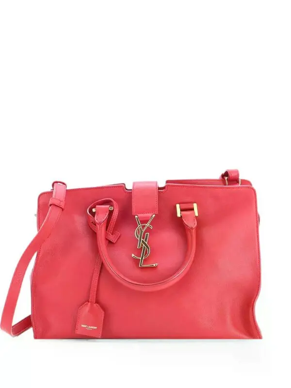 Saint Laurent Classic Y Cabas Leather Small Satchel - Red