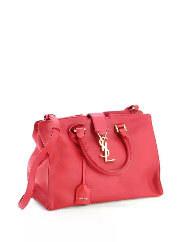 Saint Laurent Classic Y Cabas Leather Small Satchel - Red