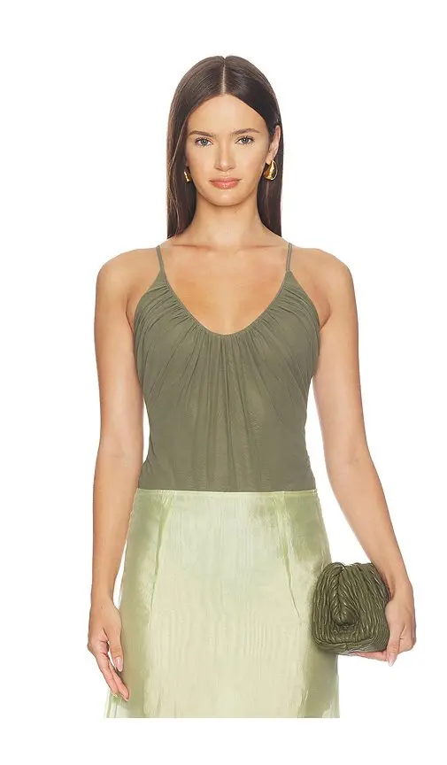 L'Agence Gelina Ruched Bodysuit In . Also - Olive