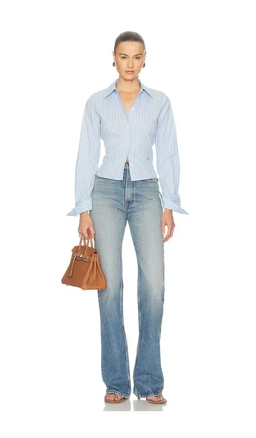 HELSA Stripe Poplin Fitted Shirt - Blue