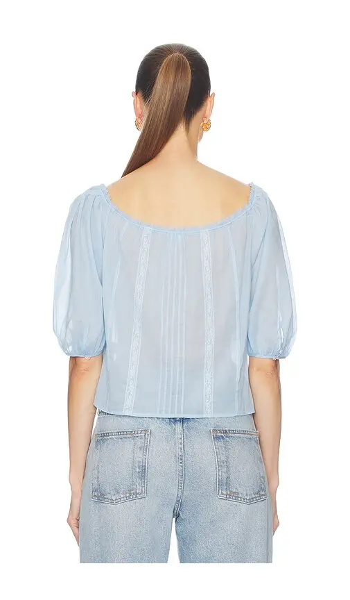 HELSA Voile Peasant Blouse In . Also - Blue