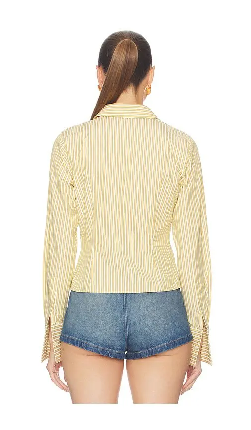 HELSA Stripe Poplin Fitted Shirt - Yellow