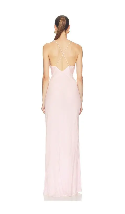 HELSA Sheer Georgette Gown With Lace In . Also