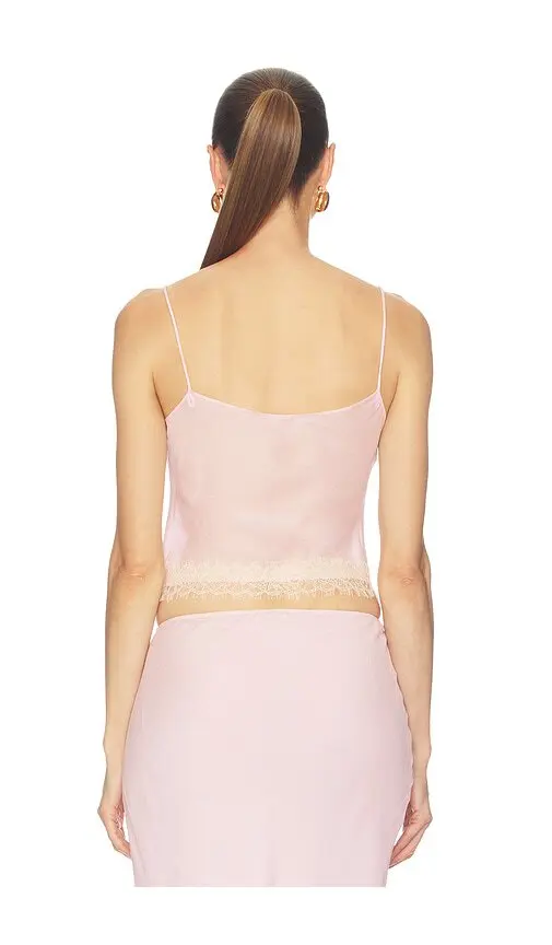 HELSA Viscose Georgette Cami With Lace In . Also - Pink