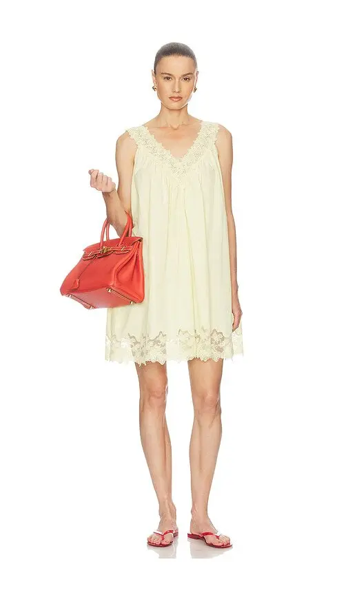 HELSA Mini Dress With Lace In Tech Poplin In . Also - Yellow