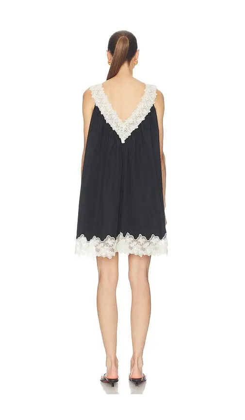 HELSA Mini Dress With Lace Trim - Black
